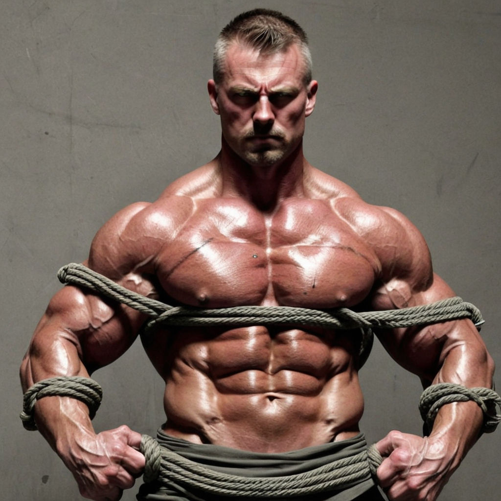 Tied up Muscle Warrior by Ralph Muller - Playground