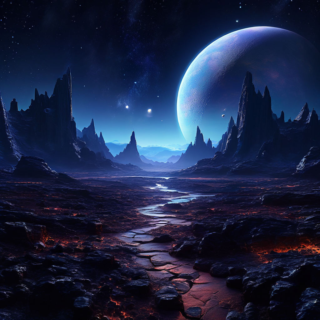 A fantastic and detailed alien landscape at night by Вера Дороженко ...