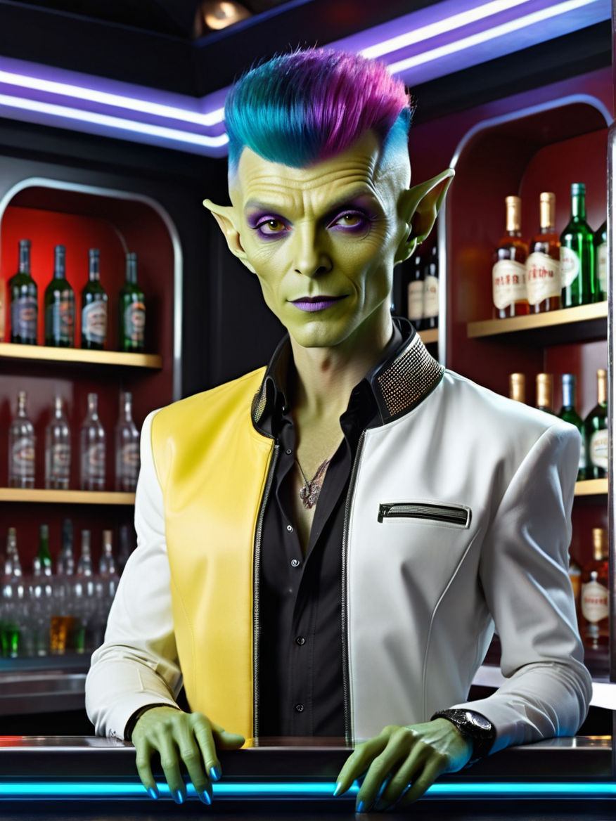 Full body picture of a male humanoid alien with short multic... by ...