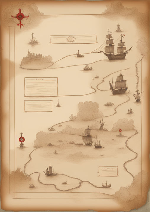 The image depicts a stylized treasure map by 이진영 - Playground