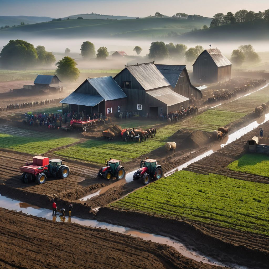 Professional portrait photo of a large bustling farm with lo... by Hello! - Playground