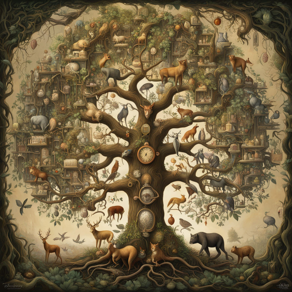 Stylized family tree illustrating interconnection of various... by ...