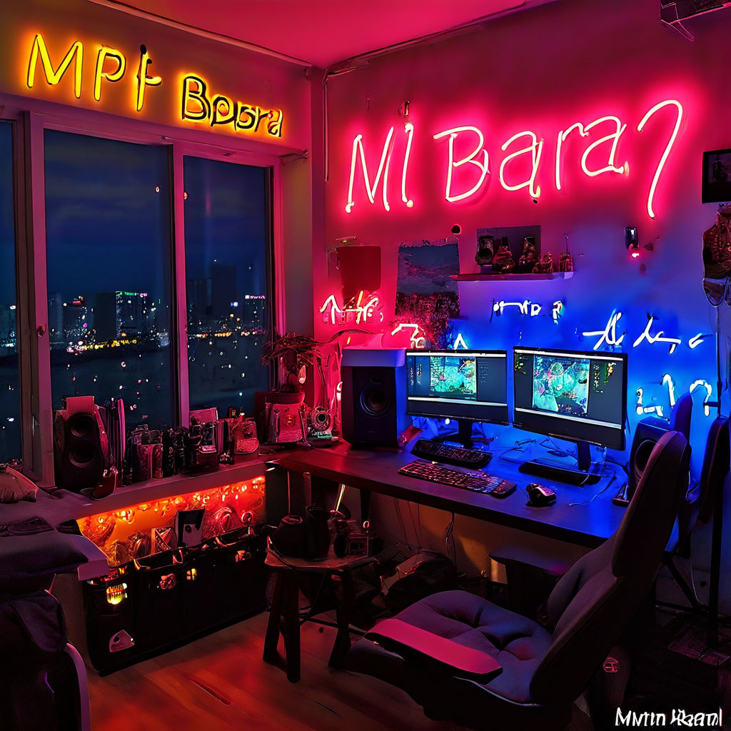 Youtuber's studio room bathed in a subtle neon glow by Mr. Bajra ...