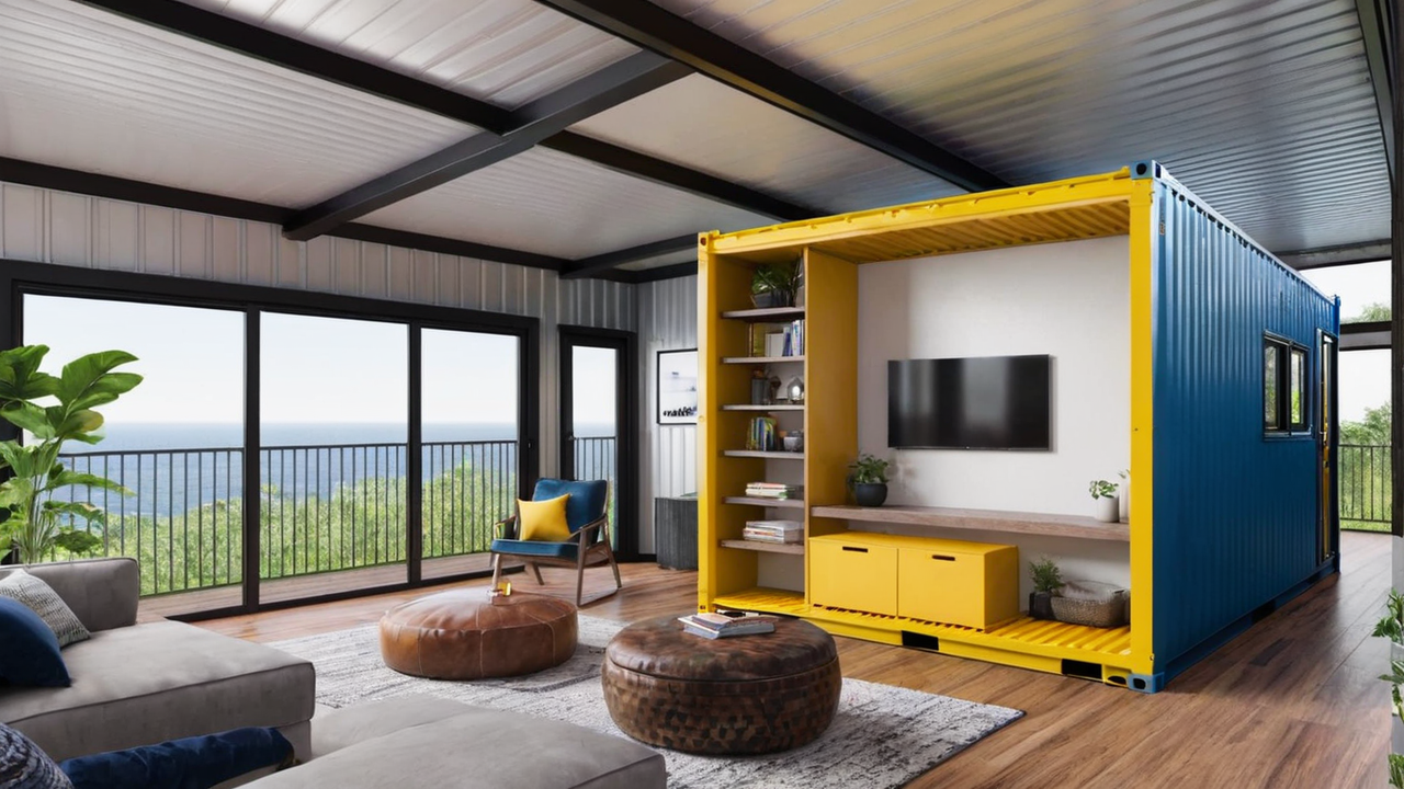 "A shipping container home interior with an open floor plan ... by ...