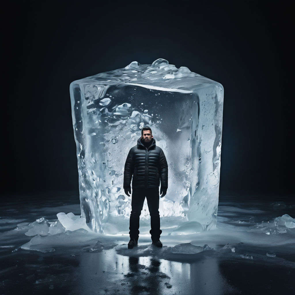 A man frozen in a piece of ice the same size as himself by Juliana ...