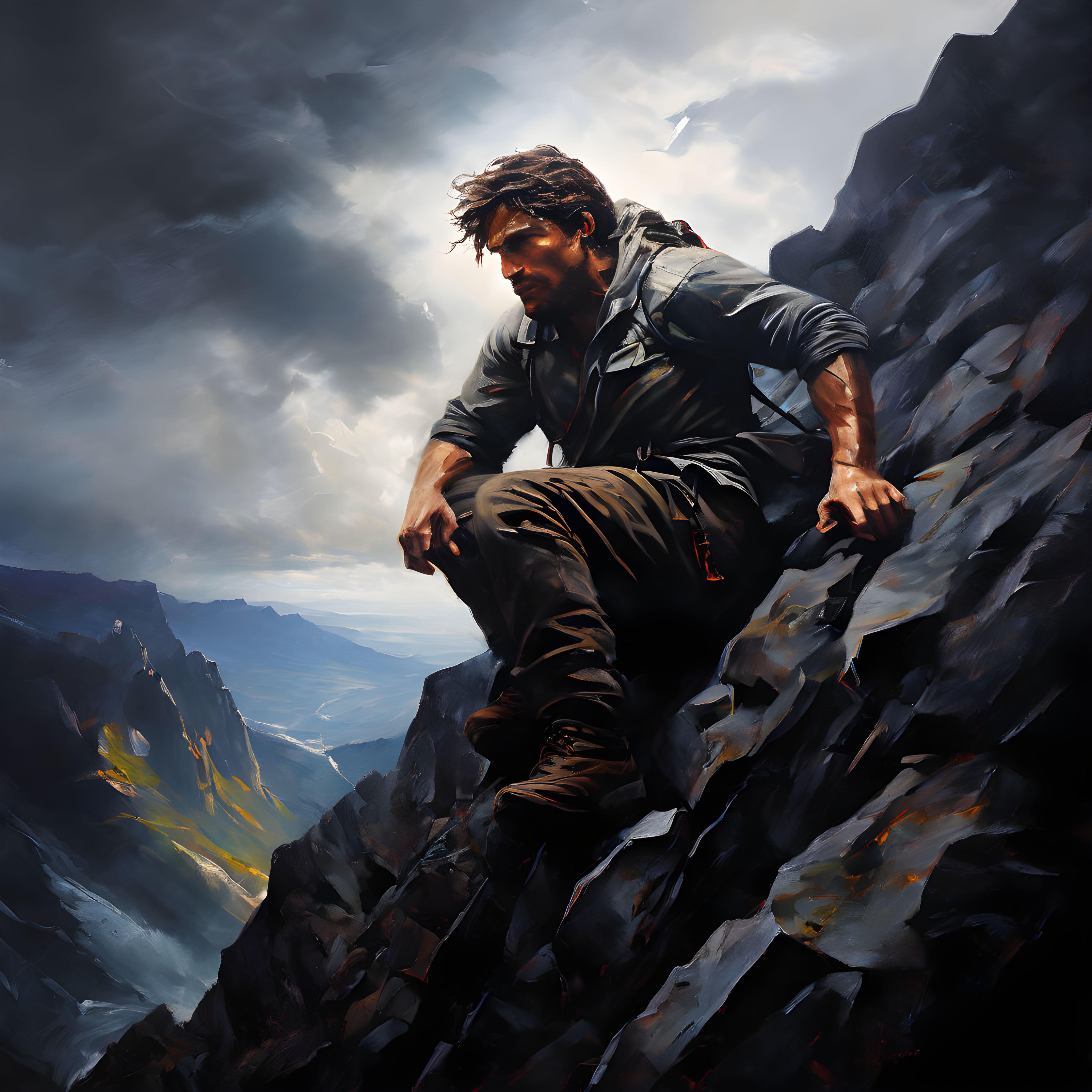 A person climbing a steep mountain face by Diana C. Corredor Rozo ...