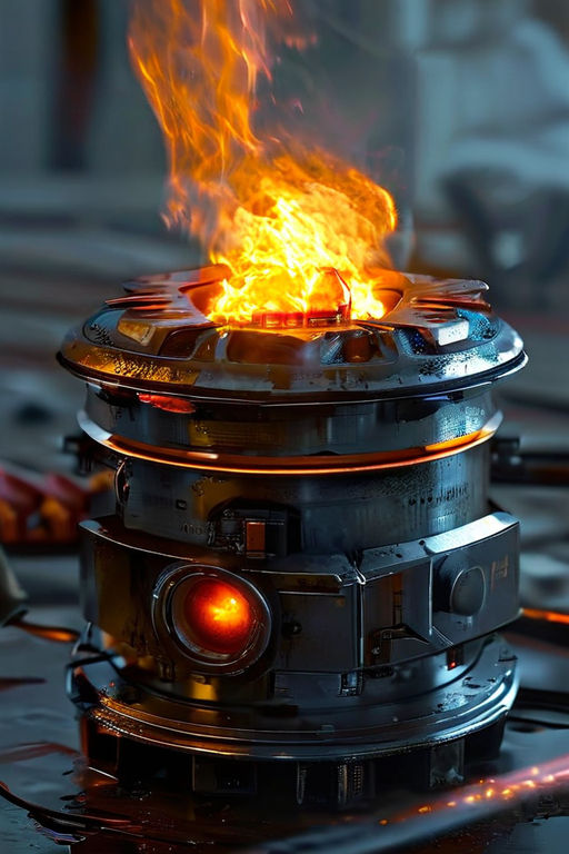 A piston and a rod with flames on top of piston by Thiago Teixeira ...