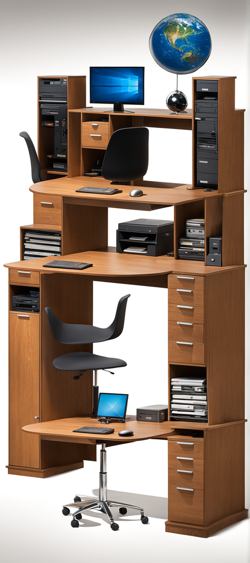 Computer work station aged wooden desk from the 90s stack of... by ...