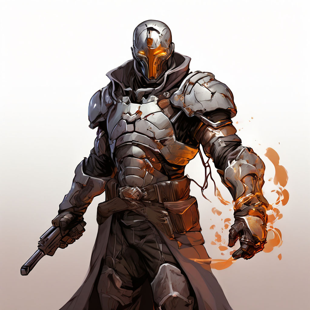 Warforged artificer holding a whip and a revolver wearing ar... by ...