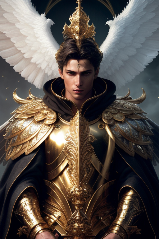 Portrait of an imposing male saint michael archangel | hyper... by JC ...