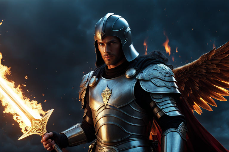 Michael the Archangel raised his flaming sword by Leandro Lima - Playground