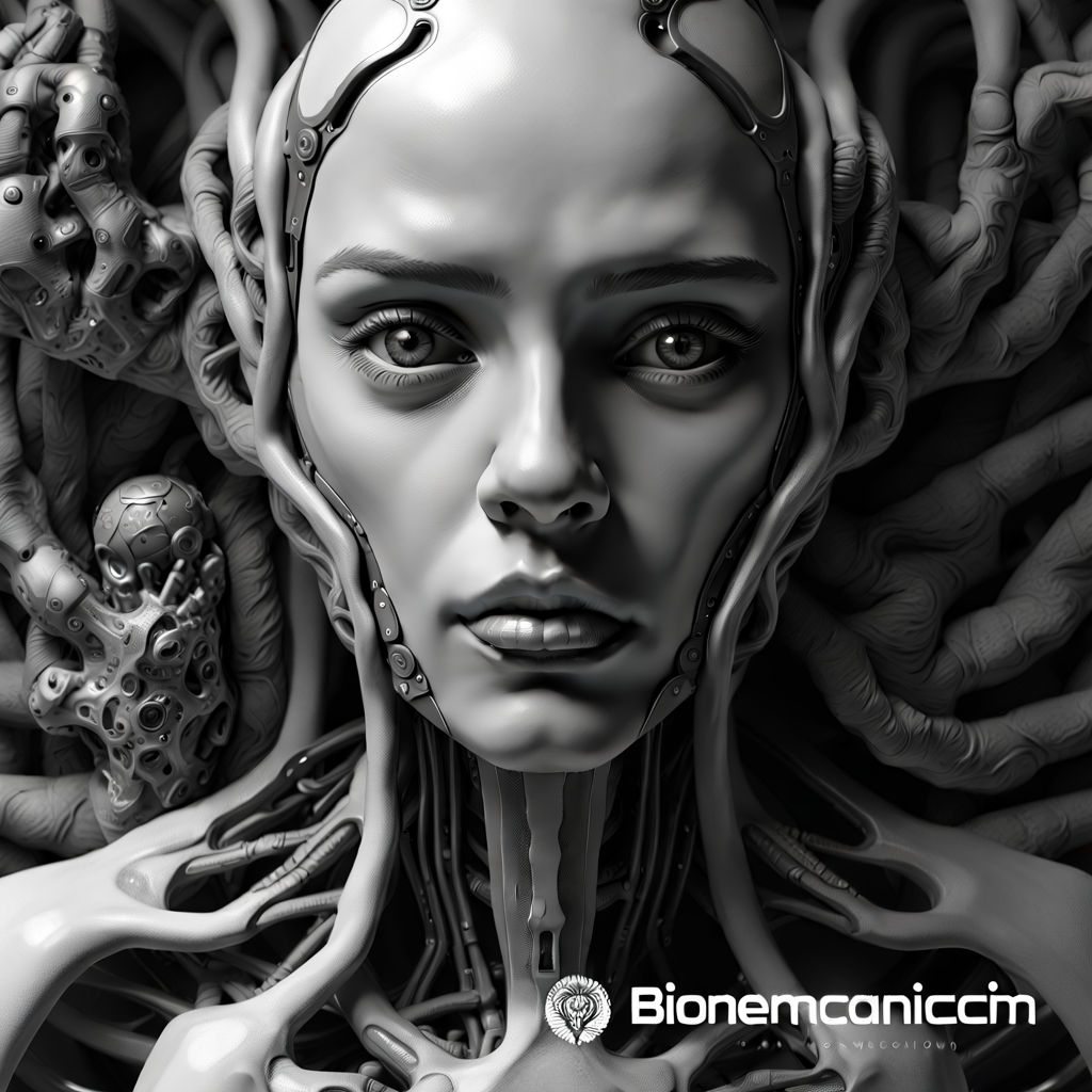 Biomechanical cyborg with a carpet of skin texture revealing... by ...