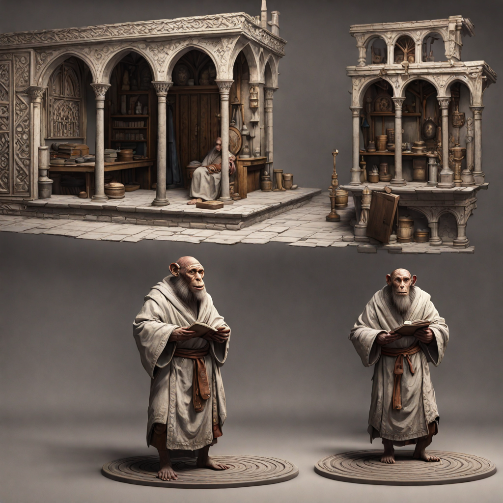 Medieval old ape monk schar by Roberto Feick - Playground