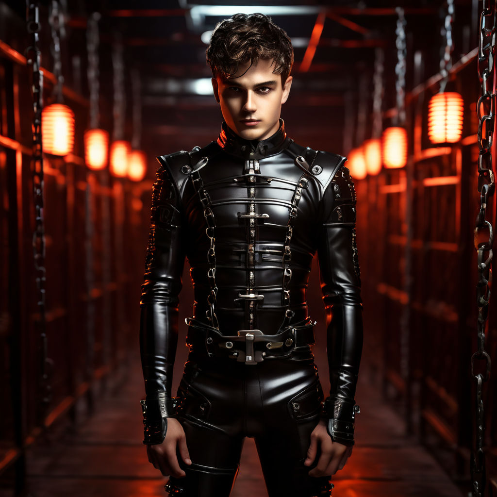 20 years old boy stand up locked with strong padlock in bond... by ...