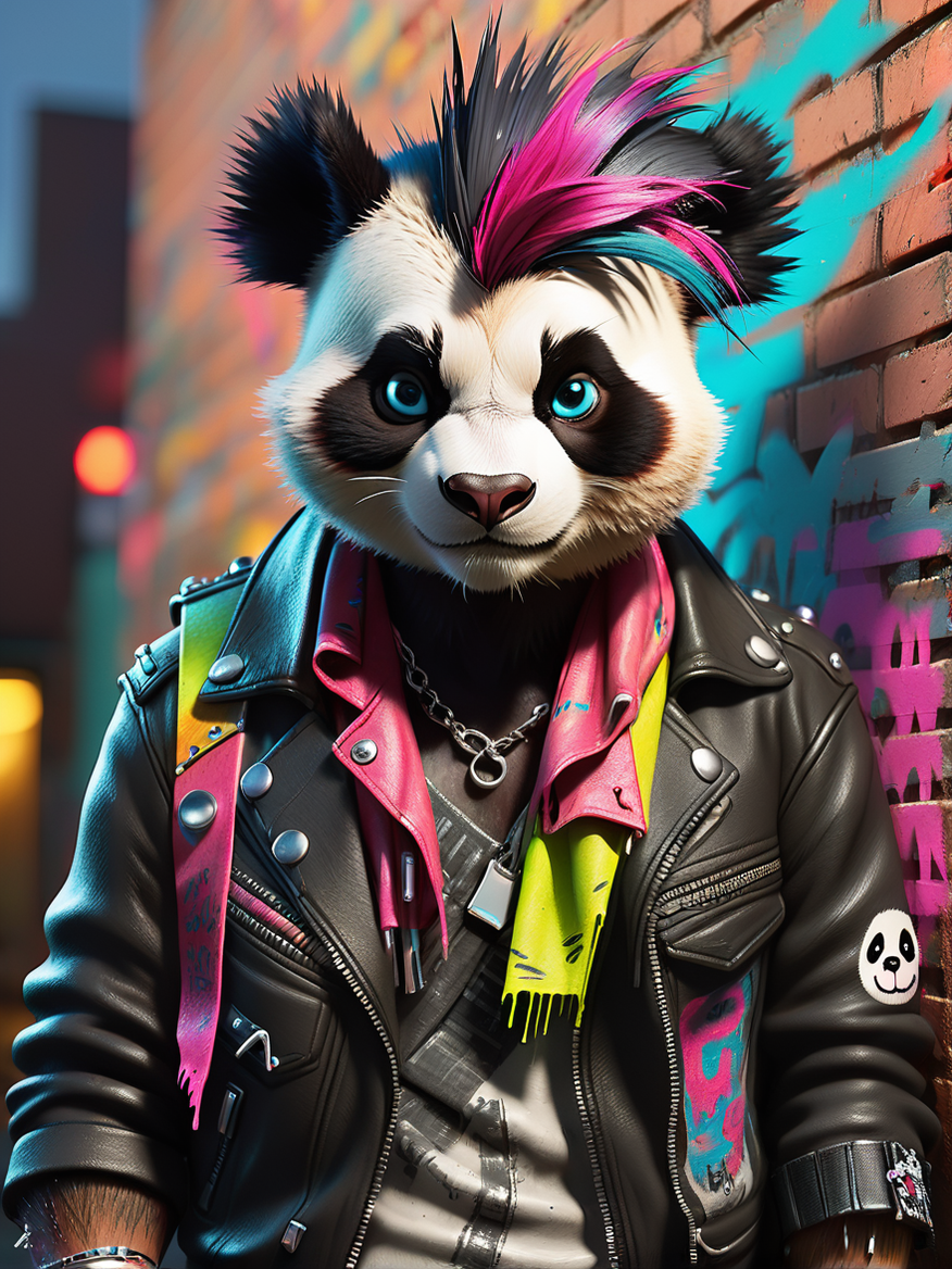 Illustration of a punk panda by Albert Goikhman - Playground