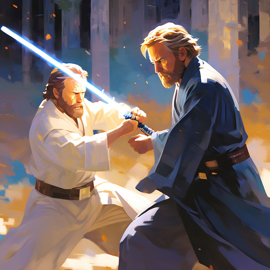 Obi-Wan kenobi stabbing Joe Biden in the chest with his ligh... by ...