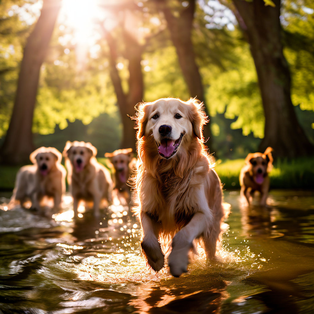 A pack of diverse breeds including golden retrievers by David Zelasko ...