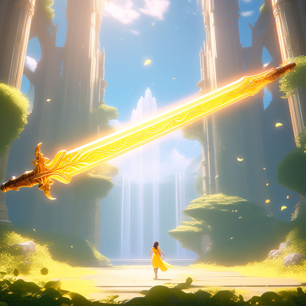 A magical yellow sword floating in the winds by Saskia - Playground