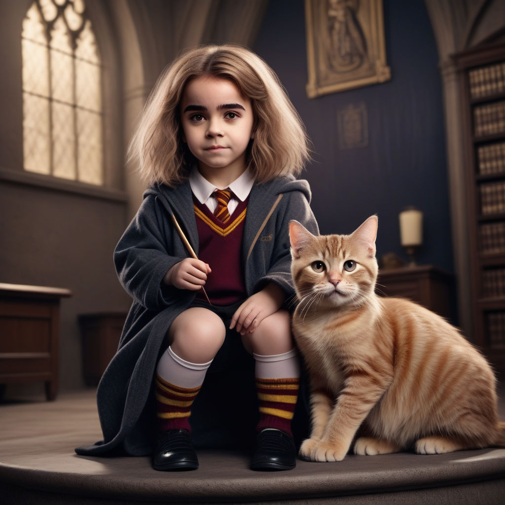 Cute Baby Hermione Granger with a cat by [普通112]沈品杉 - Playground