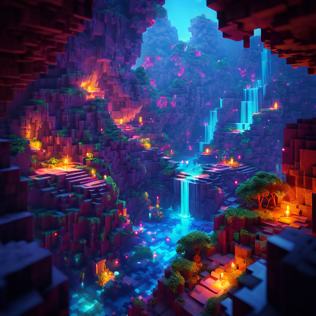 Minecraft-inspired Steve exploring a sprawling cave system by Данило В ...