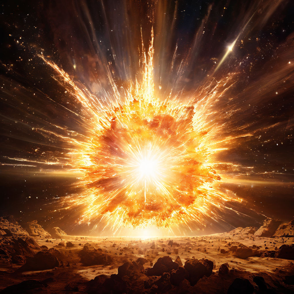 Massive magical explosion center of image and long beam of l... by ...