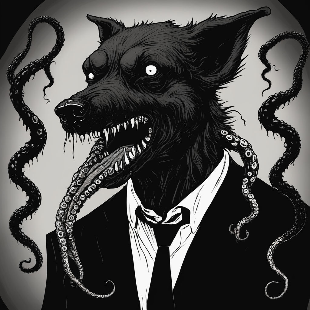 Big black mangy wolf dog with tentacles coming out of face by MoR ...