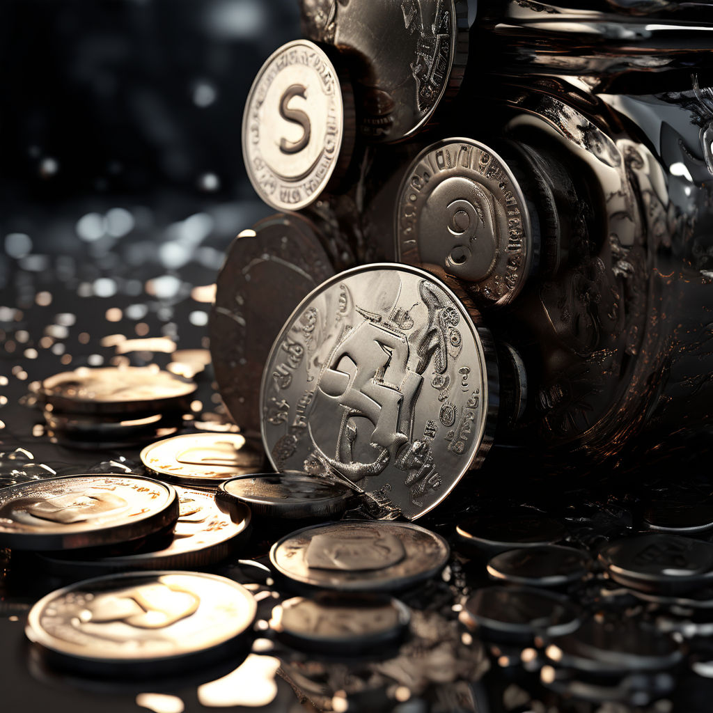 Bond bills and coins cascading across a reflective surface by Mobile ... Bond bills and coins cascading across a reflective surface by Mobile ...