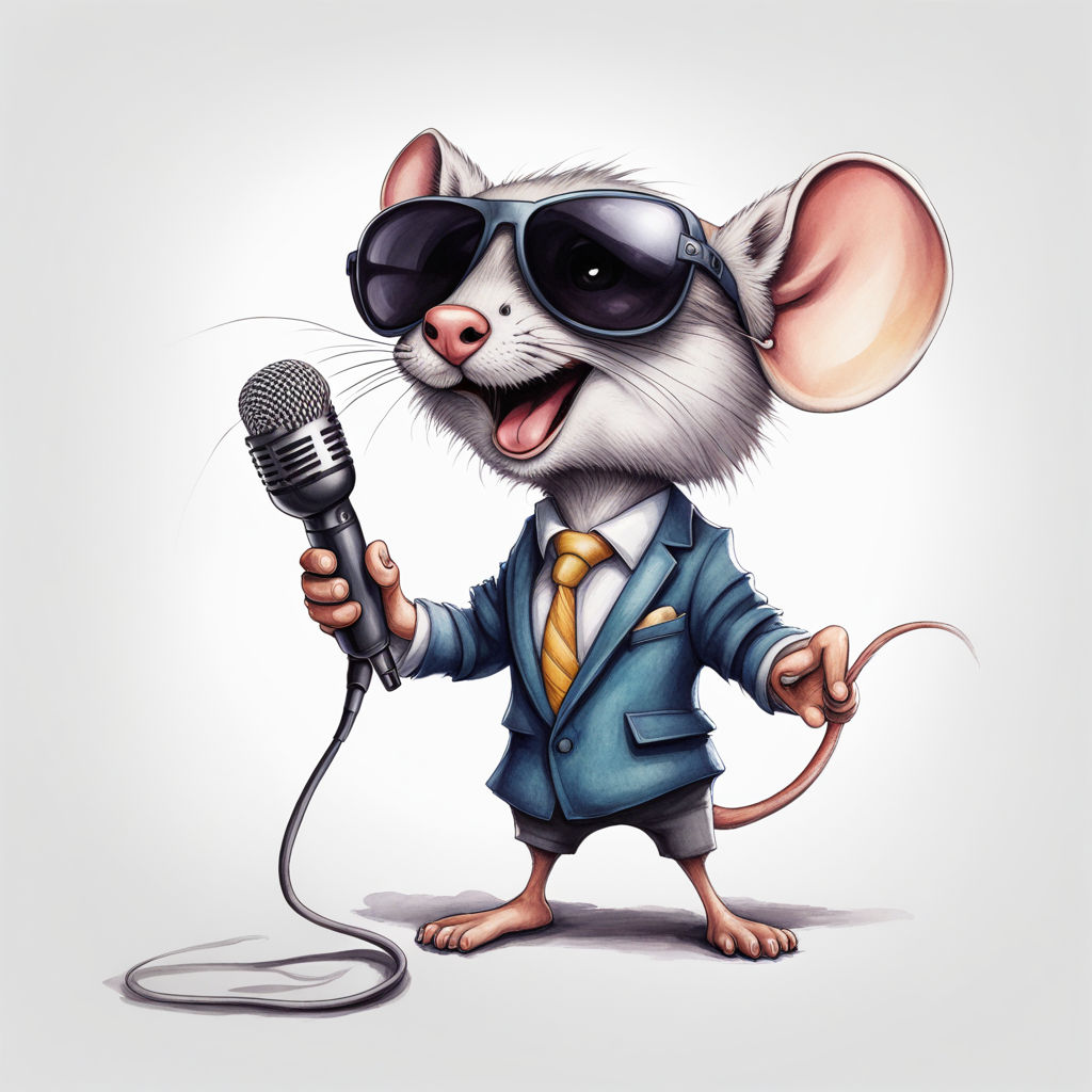 Hyper-detailed funny caricature. cute standup comedian mouse... by AdD9 ...