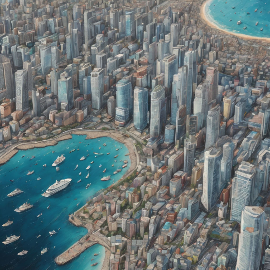 A highly detailed hand painted map from a modern large city by ...