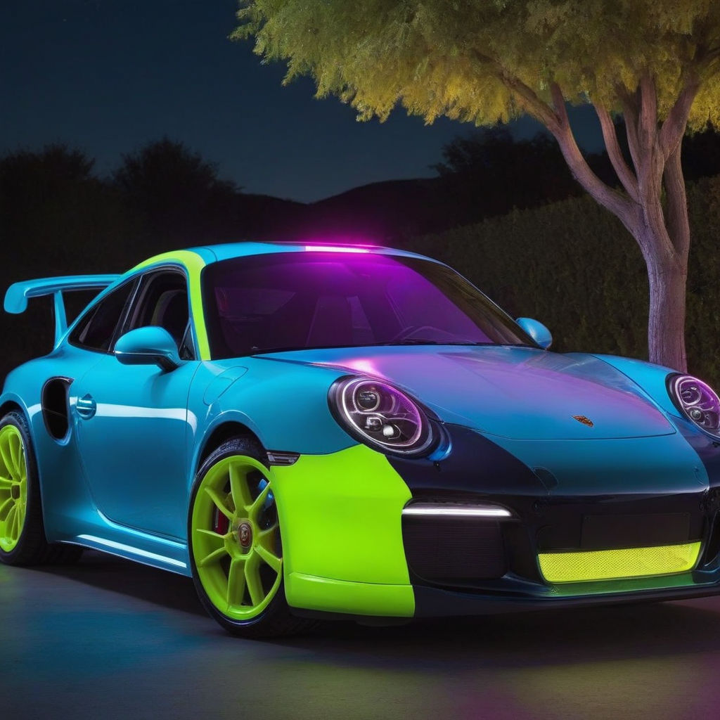 Neon Porsche car night people music Panda boy costume man by Boy Panda ...
