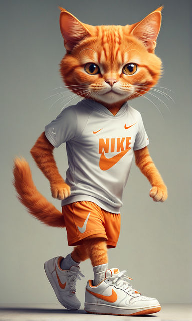 Anthropomorphic orange cat wearing Nike shoes by 有我在 - Playground