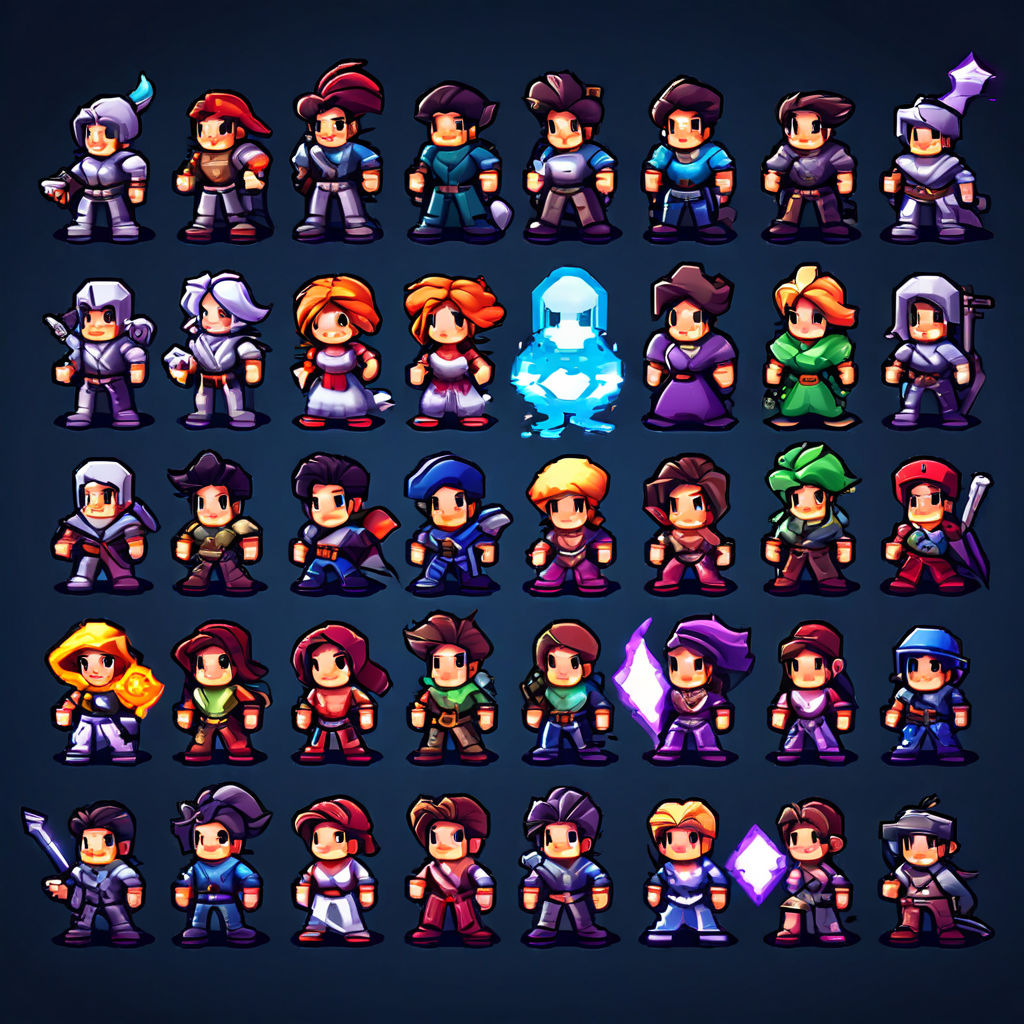 16-bit sprite characters in various poses for a game by LightOf ...