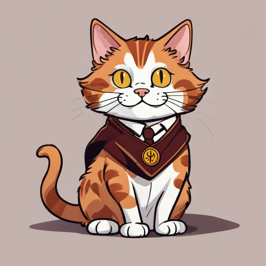 A cat as ron weasley with a smile - cartoon style by Daniel - Playground