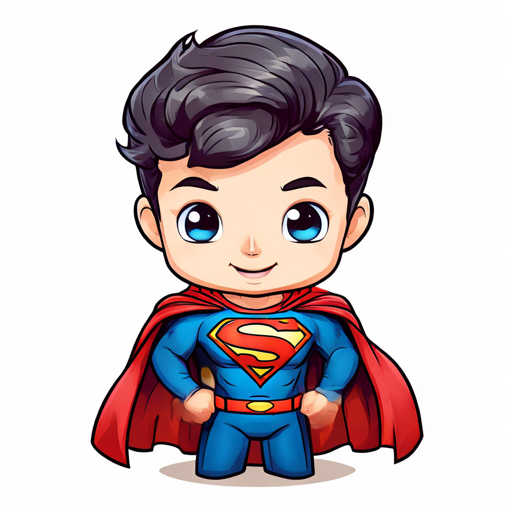 Superman depicted in kawaii style for a kids' coloring page by barter ...