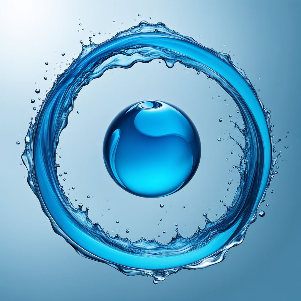 Levitating wavy water flow rotating around. Bold reflective ... by C ...