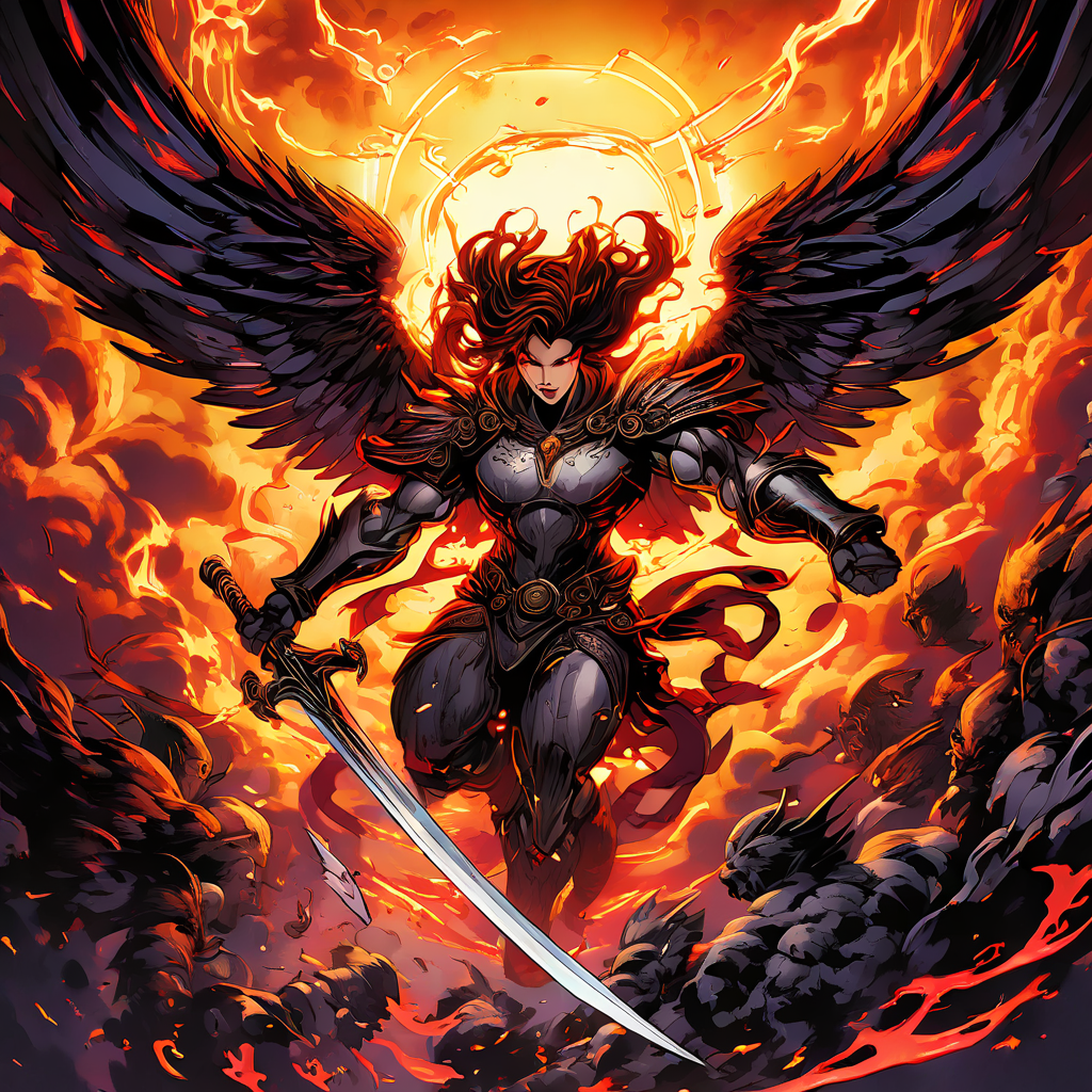 Comic book illustration of angels brandishing radiant swords... by RTG ...