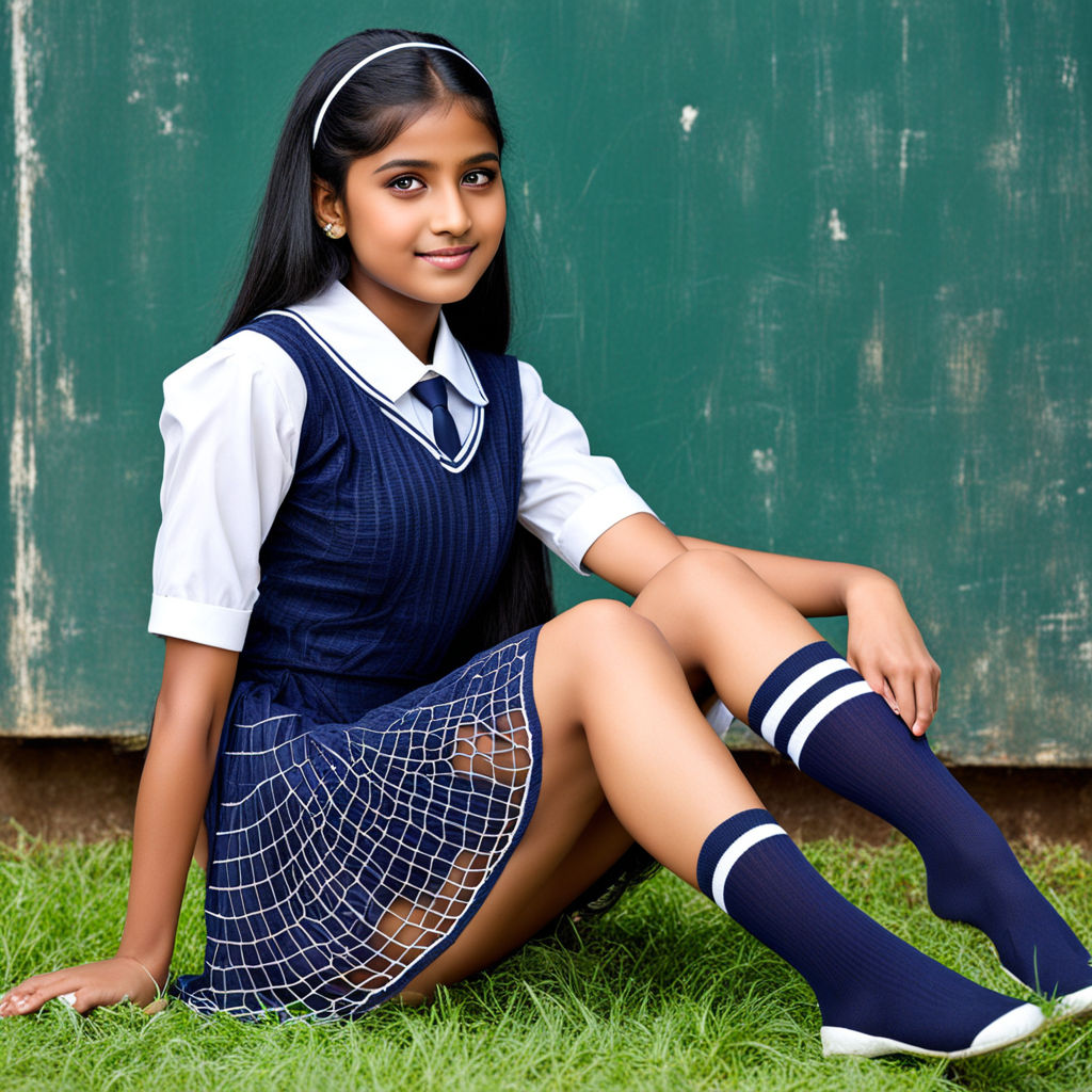 Indian girl in net school dress and net socks by Rishabh Kushwaha ...