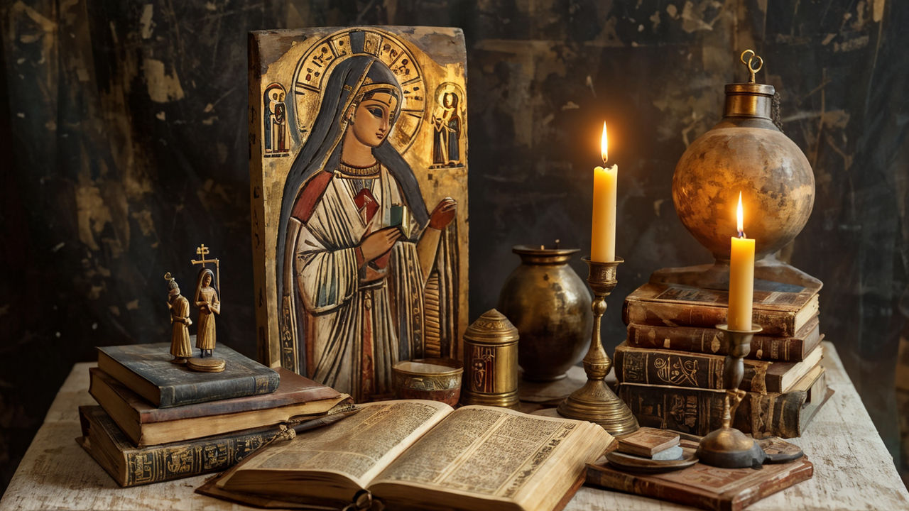 Coptic-style icon of Saint Mary transformed into a desktop by John ...