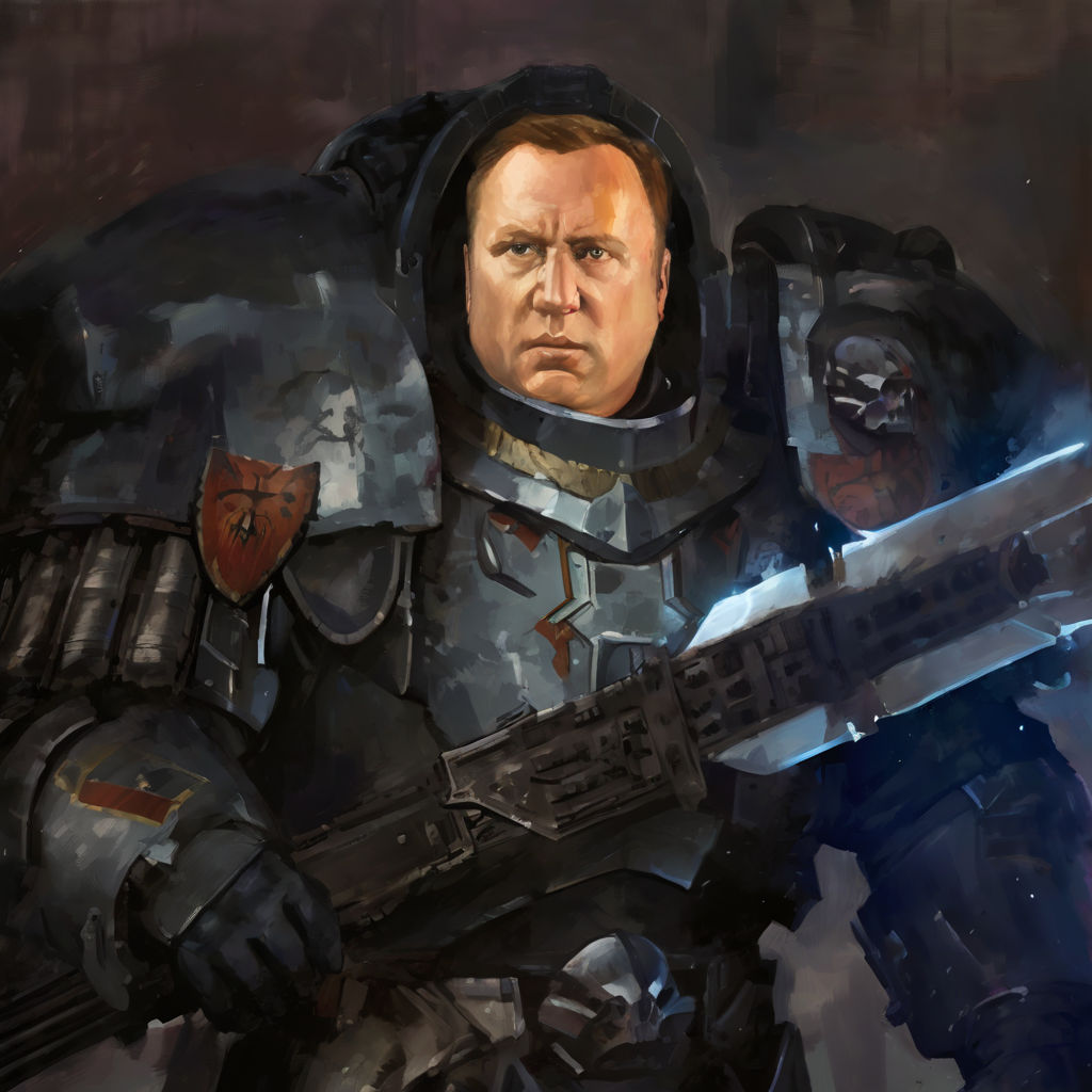 Painting of alex Jones as a space marine in warhammer 40k we... by ...