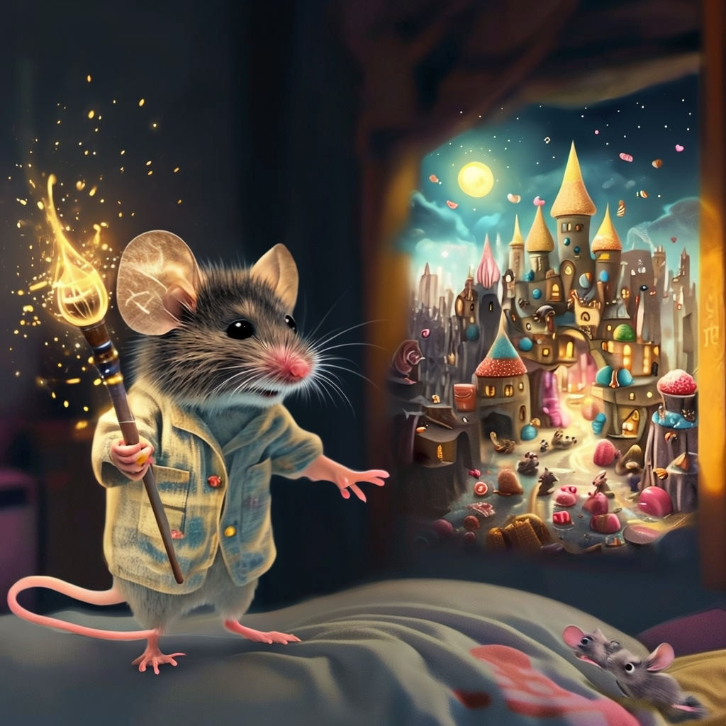 A cheerful mouse with a glowing yellow magic brush by Victor Daniel ...