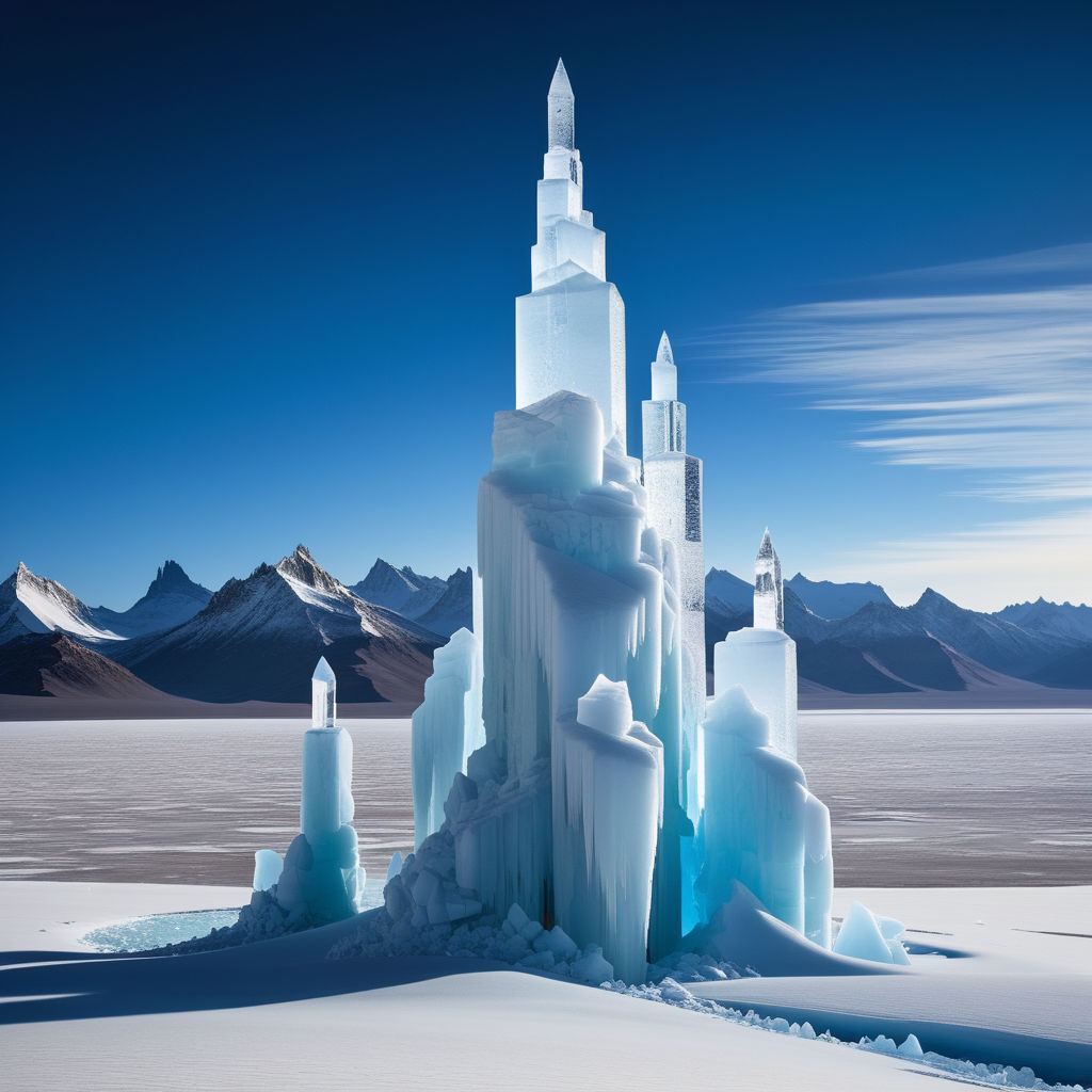 Many great ice towers rise majestically in the desolate cold... by ...
