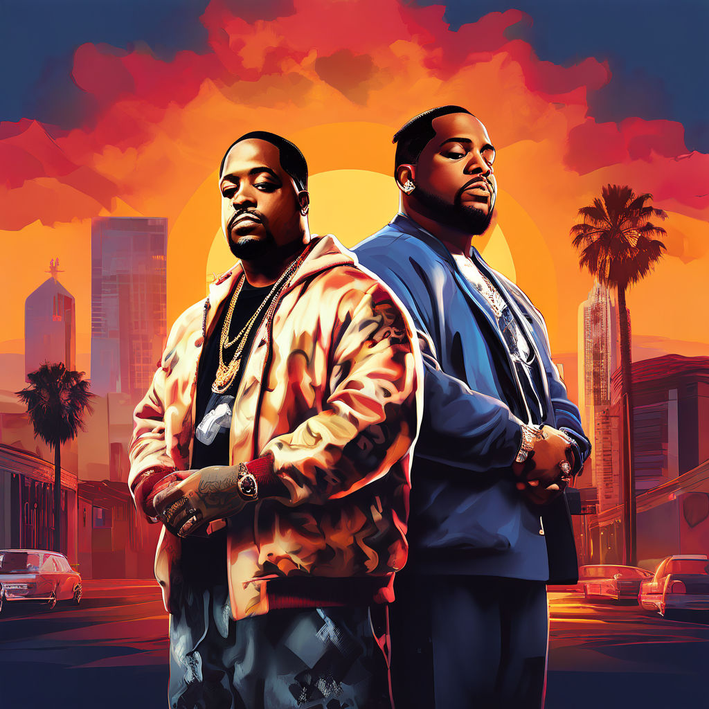 Create an AI-generated image that depicts the iconic rappers... by ...