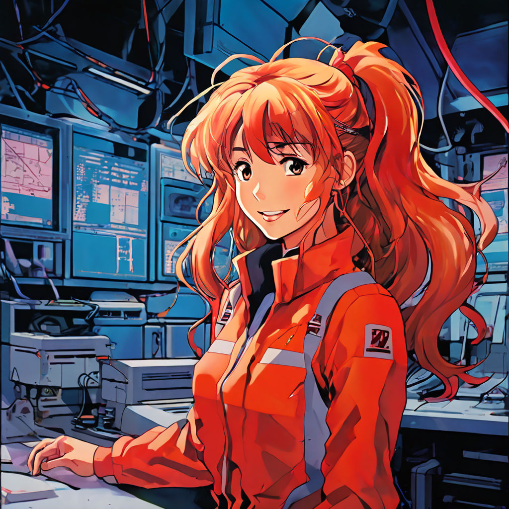 Anime illustration of smiling happy Asuka Langley Soryu from... by cpy ...