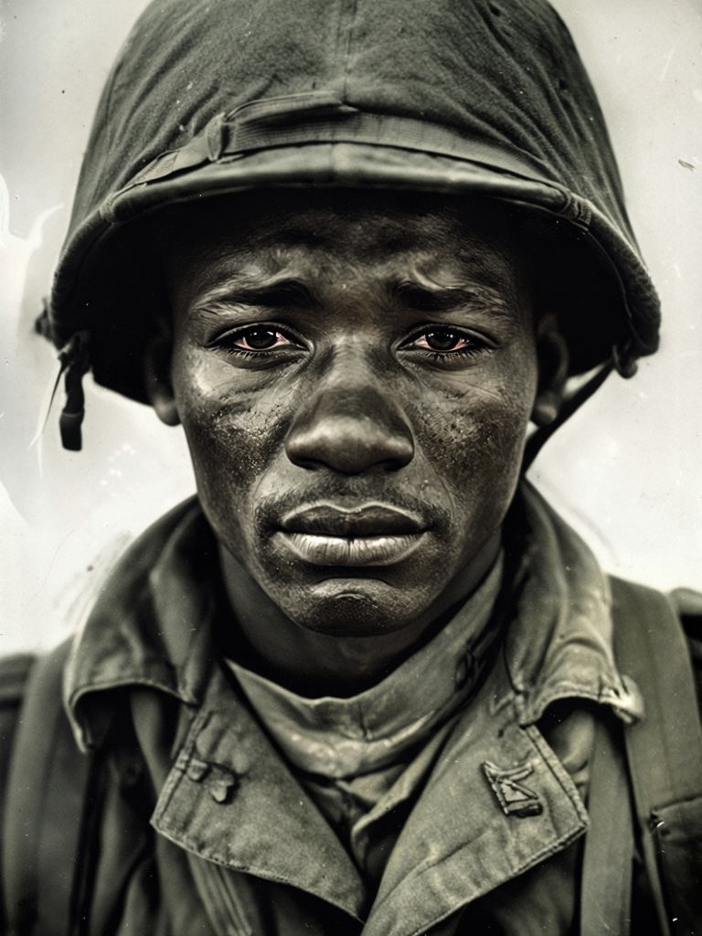 An African-American US army soldier circa 1956 stares at us.... by ...