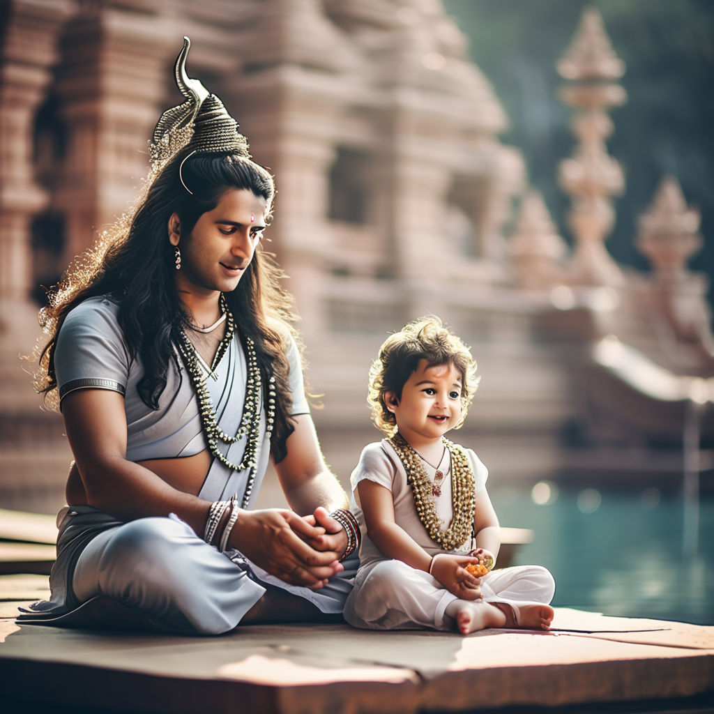 Lord Shiva images with child in temple by Apna Hyderabad - Playground