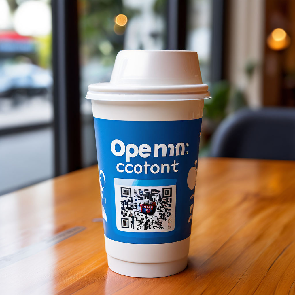 Costa cup holder that has a QR code and bank advertisement s... by ...