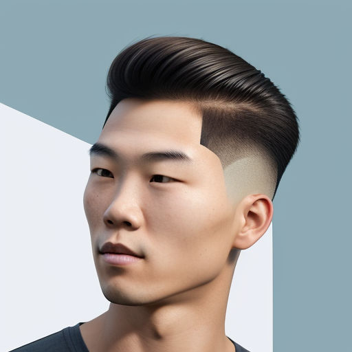 Generate an image of a asain male head facing forward with a... by ...