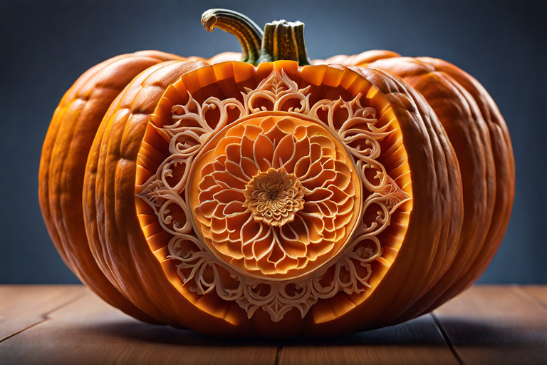A pumpkin with a 3D carving by Sequencer - Playground