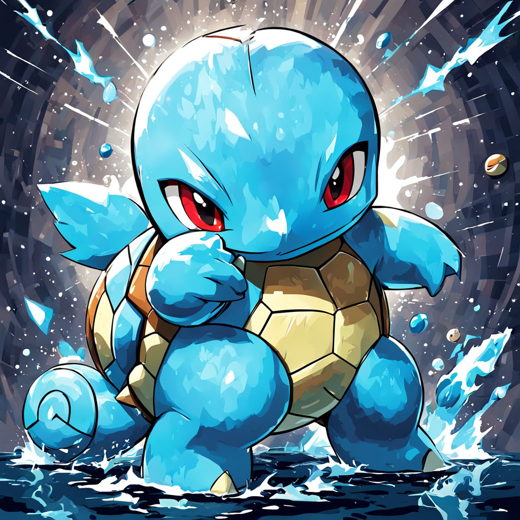 A stylized picture of the pokemon squirtle with its back fac... by PRE ...