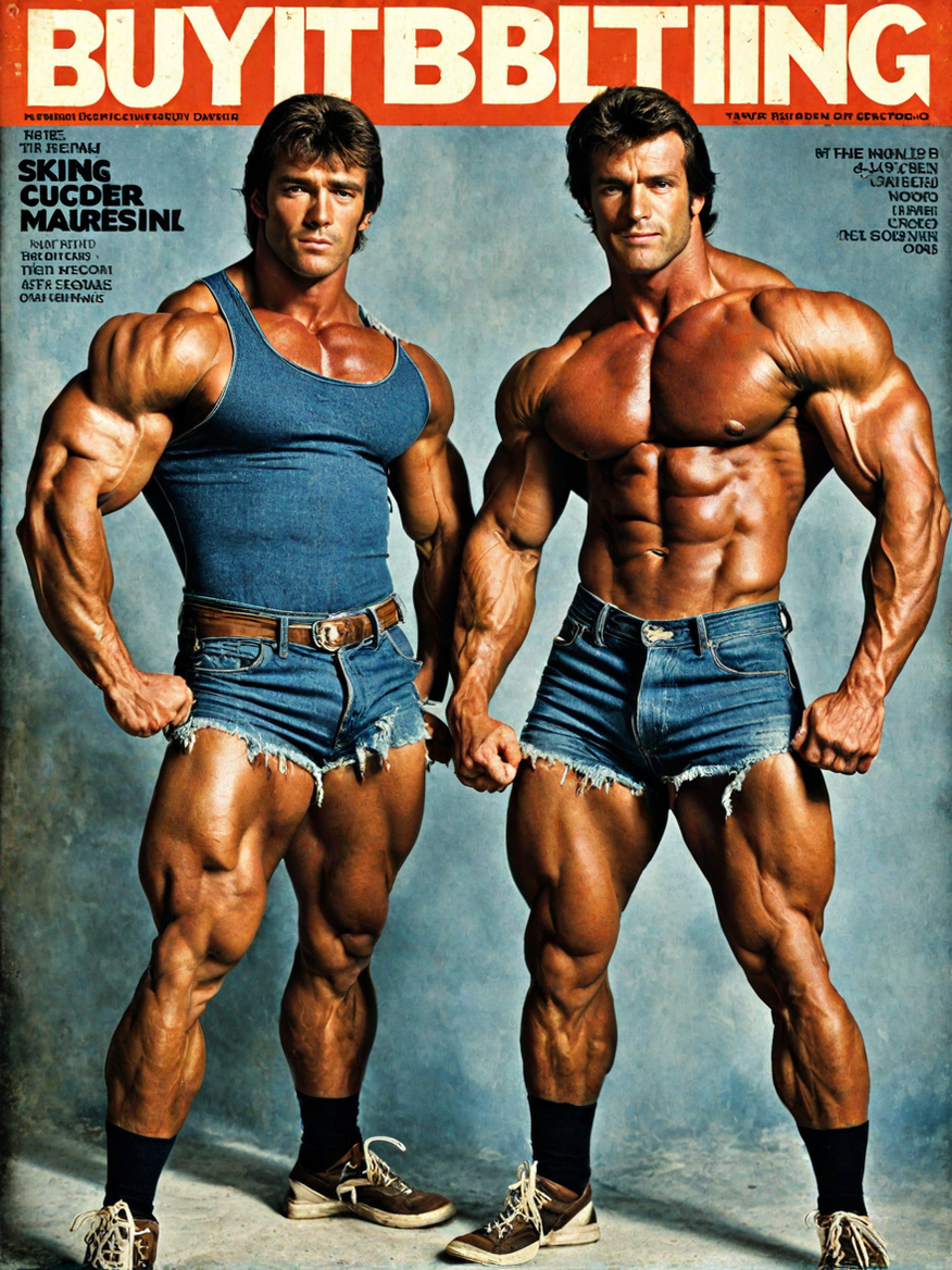 1970s bodybuilding magazine cover in the style of vintage ph... by Rex ...